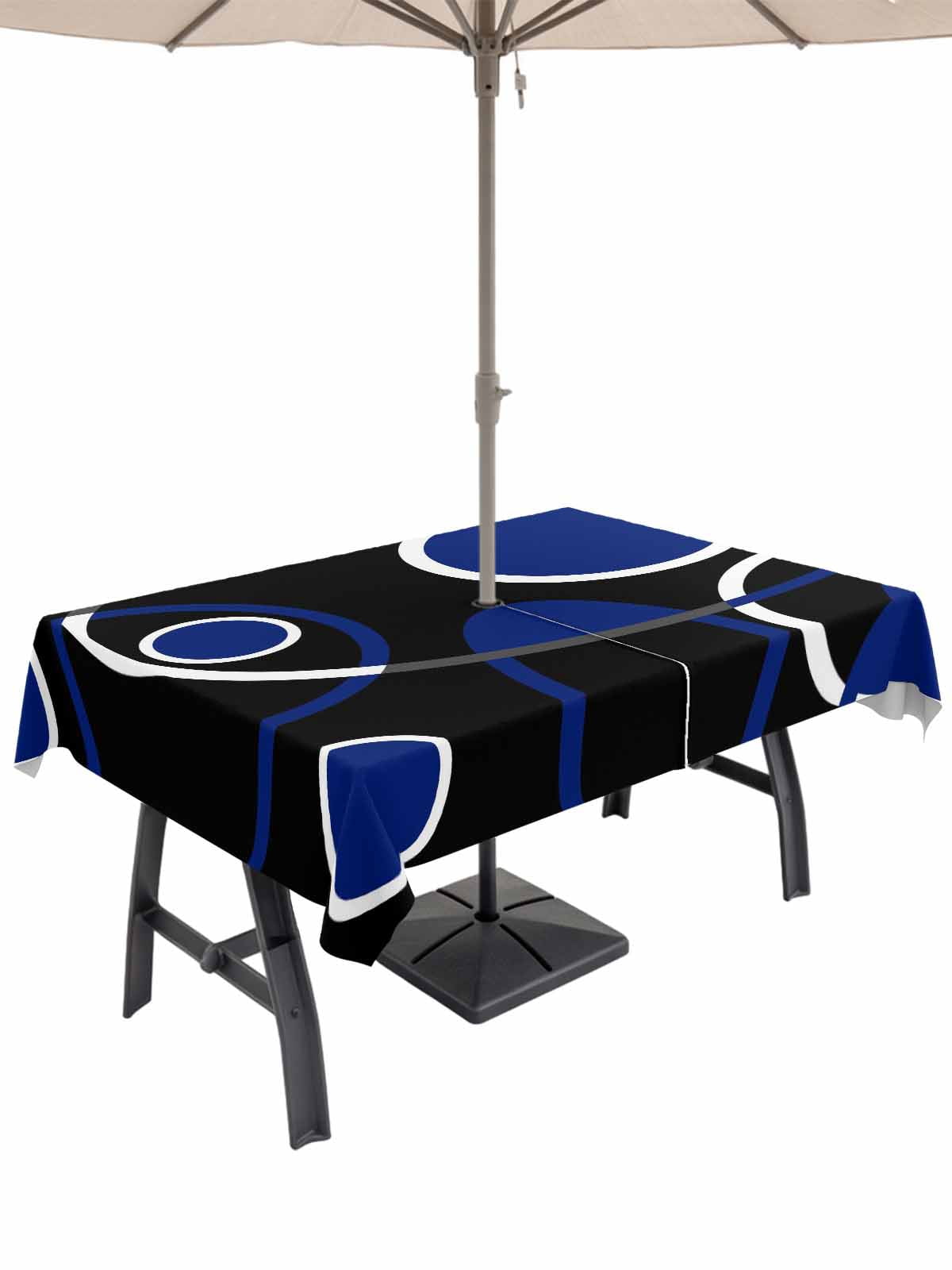 Abstract Geometric Lines Rectangle Outdoor Tablecloth with Umbrella ...