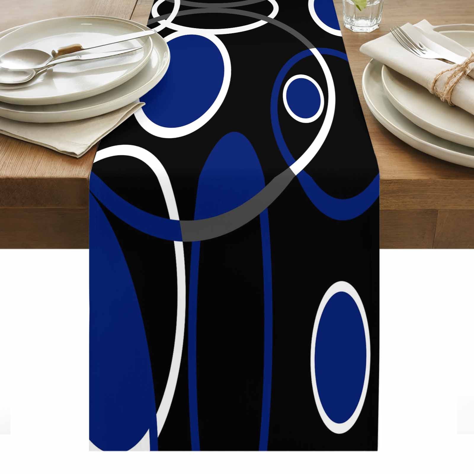 Abstract Geometric Lines Table Runner 13 x 90 Inch, Circular Texture ...