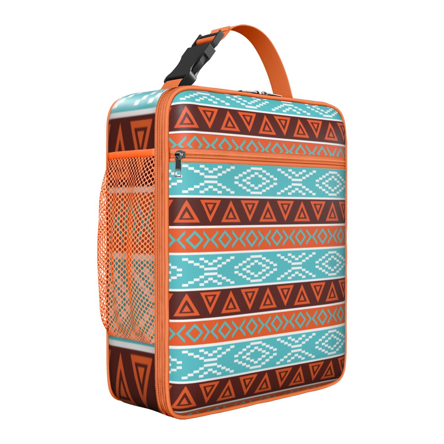 Abstract Geometric Lunch Box Tote, Aesthetic Insulated Meal Bag with ...