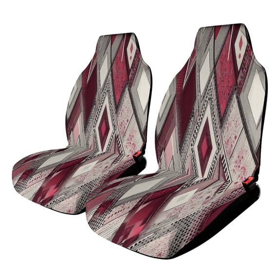 Abstract Geometric Maroon Pattern Car Seat Covers Front Seats Universal ...