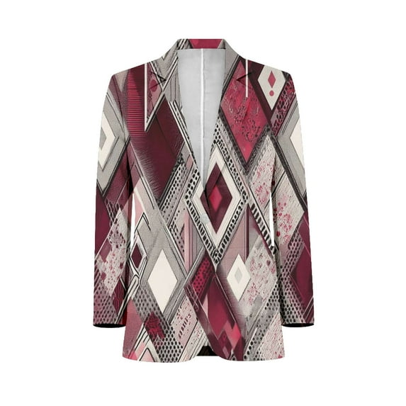 Abstract Geometric Maroon Pattern Mens Suits Shawl Collar Slim Fit Suit ...