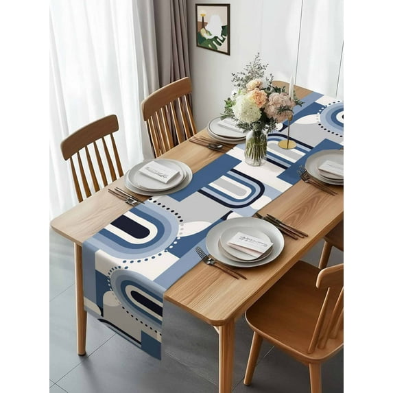 Abstract Geometric Mid Century Half Circle Table Runner 13x70in Non ...