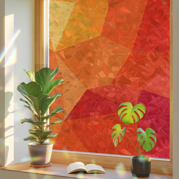 Abstract Geometric Mosaic Triangular Shapes Window Privacy Film ...