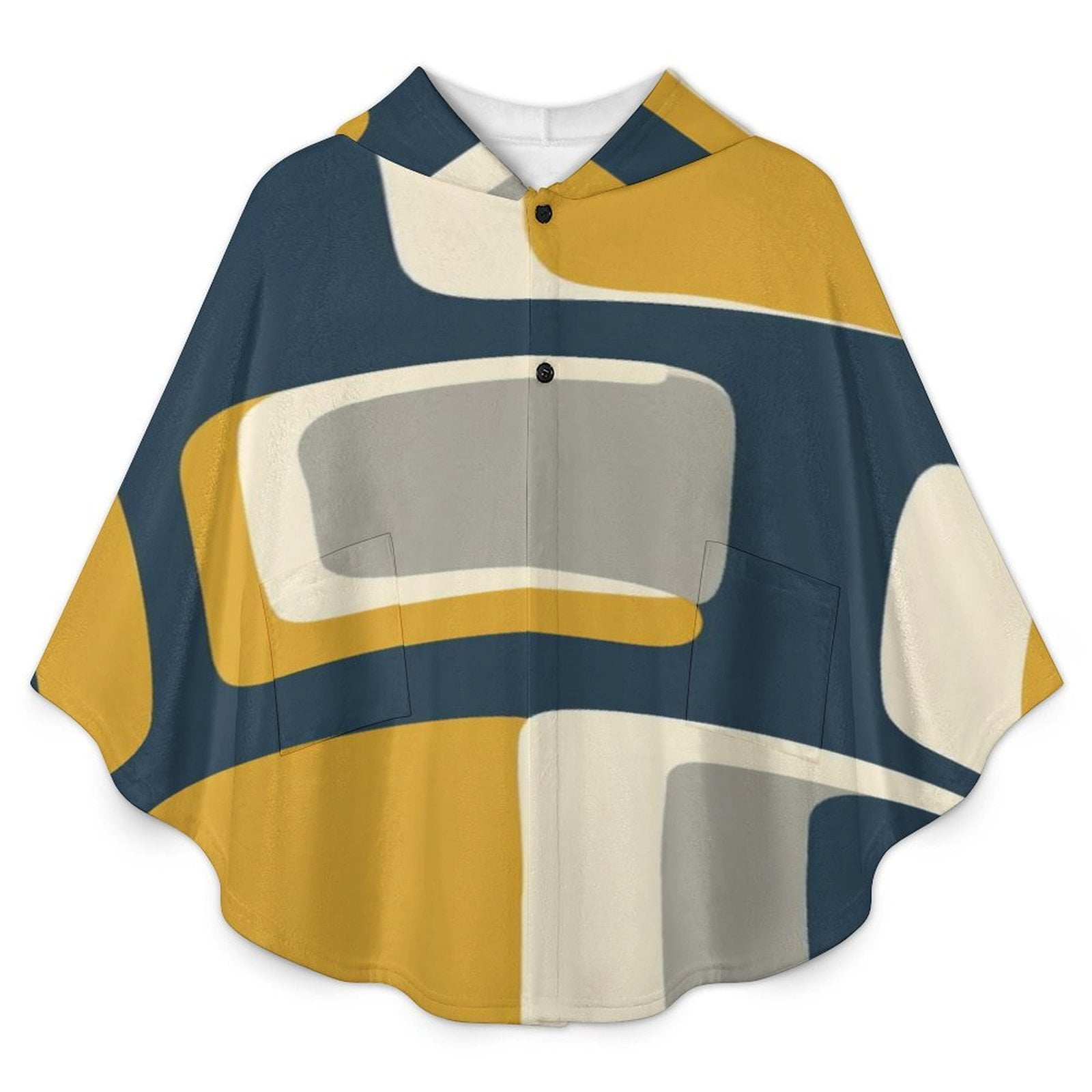 Abstract Geometric Mustard Gray Design Blanket Oversized Wearable ...