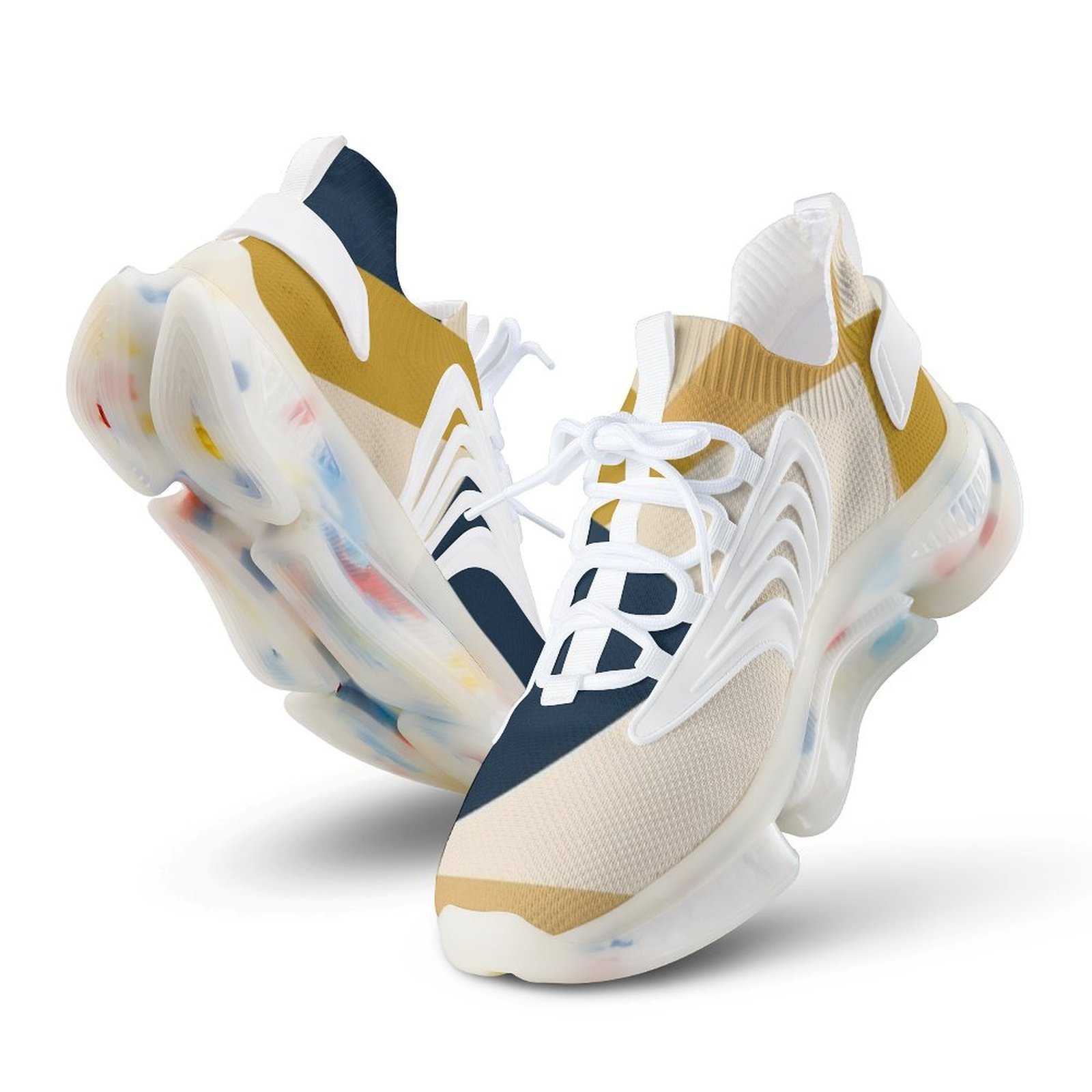 Abstract Geometric Mustard Navy Art Walking Shoes for Men Woman ...