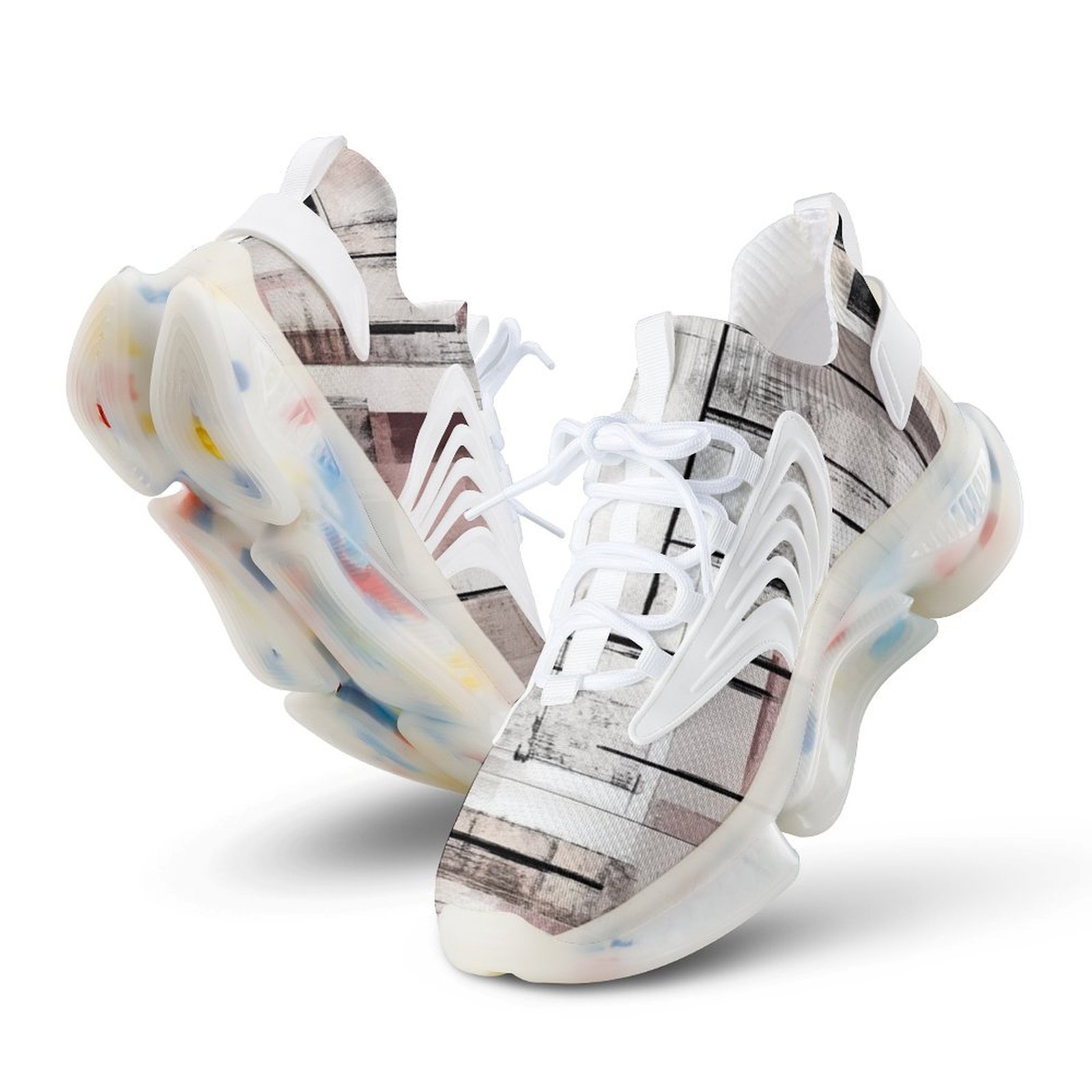 Abstract Geometric Muted Art Walking Shoes for Men Woman Lightweight ...