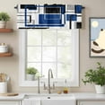 Abstract Geometric Navy Blue Color Block Valances for Windows,Rod ...