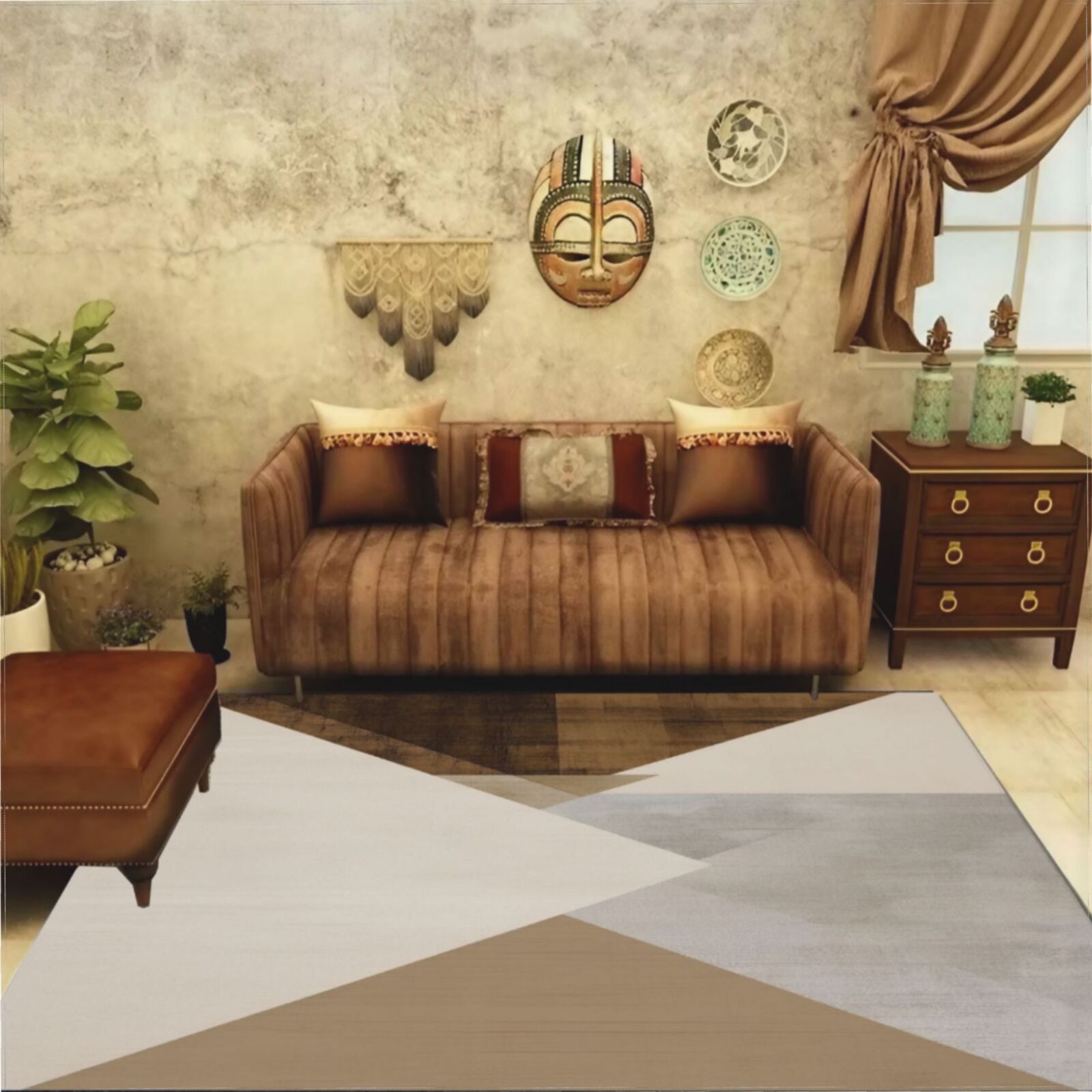 Abstract Geometric Neutral Living Room ration Nordic Carpets Large Area ...
