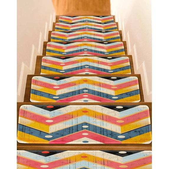 Abstract Geometric Non-Slip Stair Treads for Wooden Steps, 10 Pack 8x30 ...