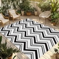 Abstract Geometric Outdoor Rug, Ripple Stripe Chevron Black and White ...
