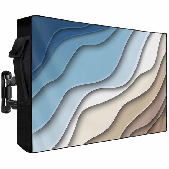 Abstract Geometric Outdoor TV Cover 30 to 32 inch Blue Brown Gradient ...