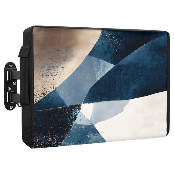 Abstract Geometric Outdoor TV Cover 48 to 50 Inch Dynamic Blue Gold ...