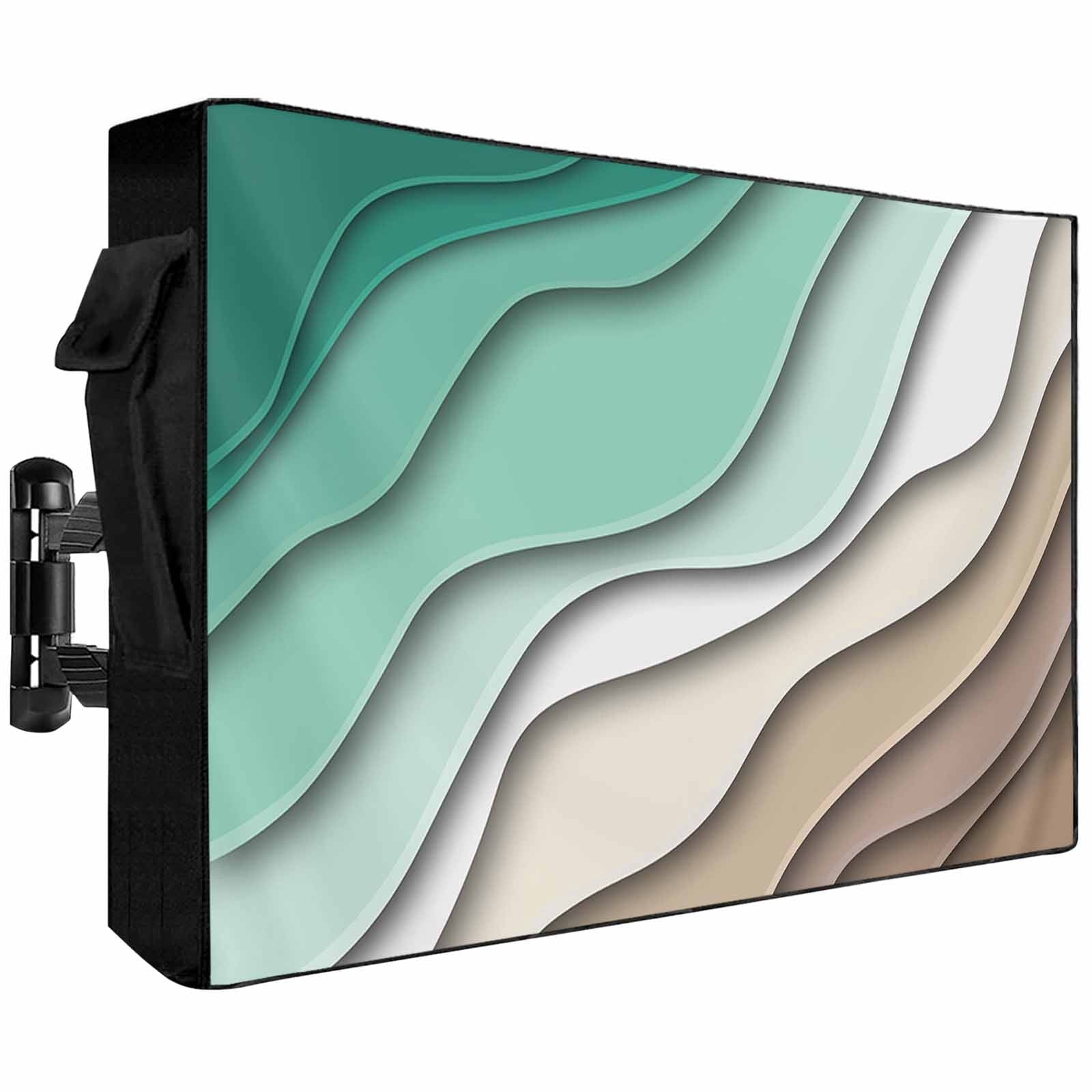 Abstract Geometric Outdoor TV Cover 48 to 50 inch Green Brown Gradient ...