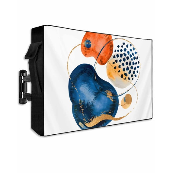 Abstract Geometric Outdoor TV Cover 60 to 65 inch Blue Red Orange ...