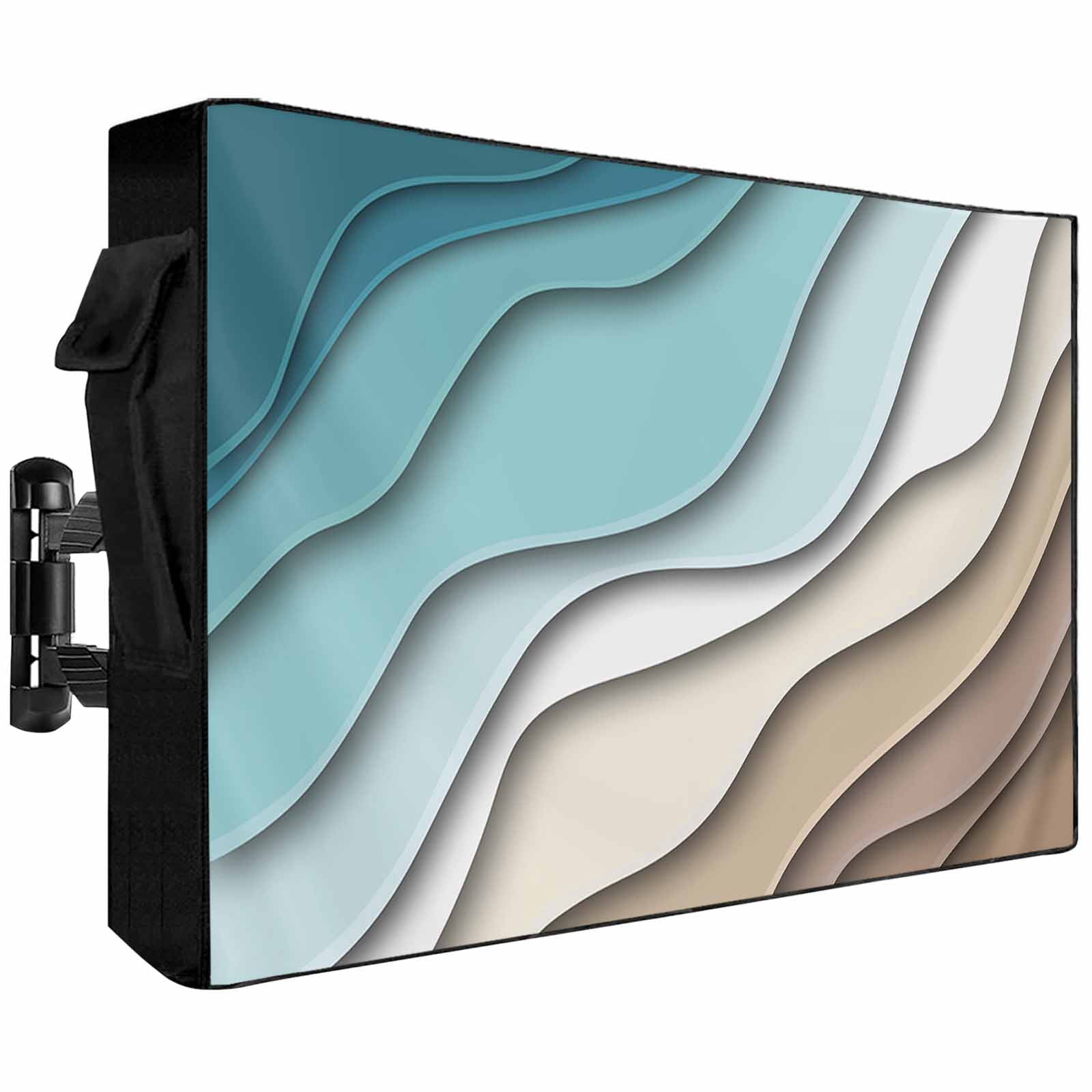Abstract Geometric Outdoor TV Cover 70 to 75 inch Teal Brown Gradient ...