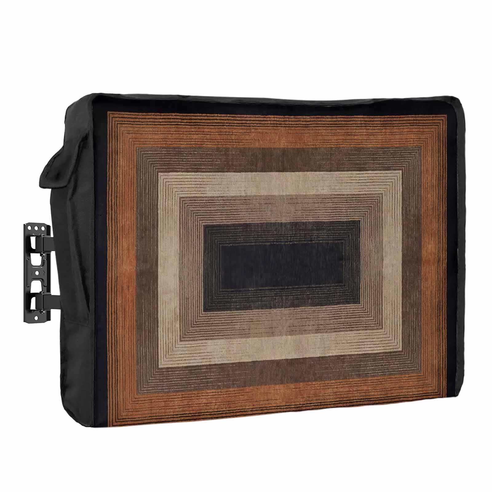 Abstract Geometric Outdoor TV Cover Black and Brown Wood Grain Texture ...