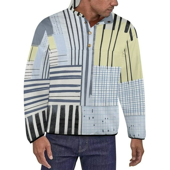 Abstract Geometric Pastel Art Men's Stand Collar Sweater Long Sleeve ...