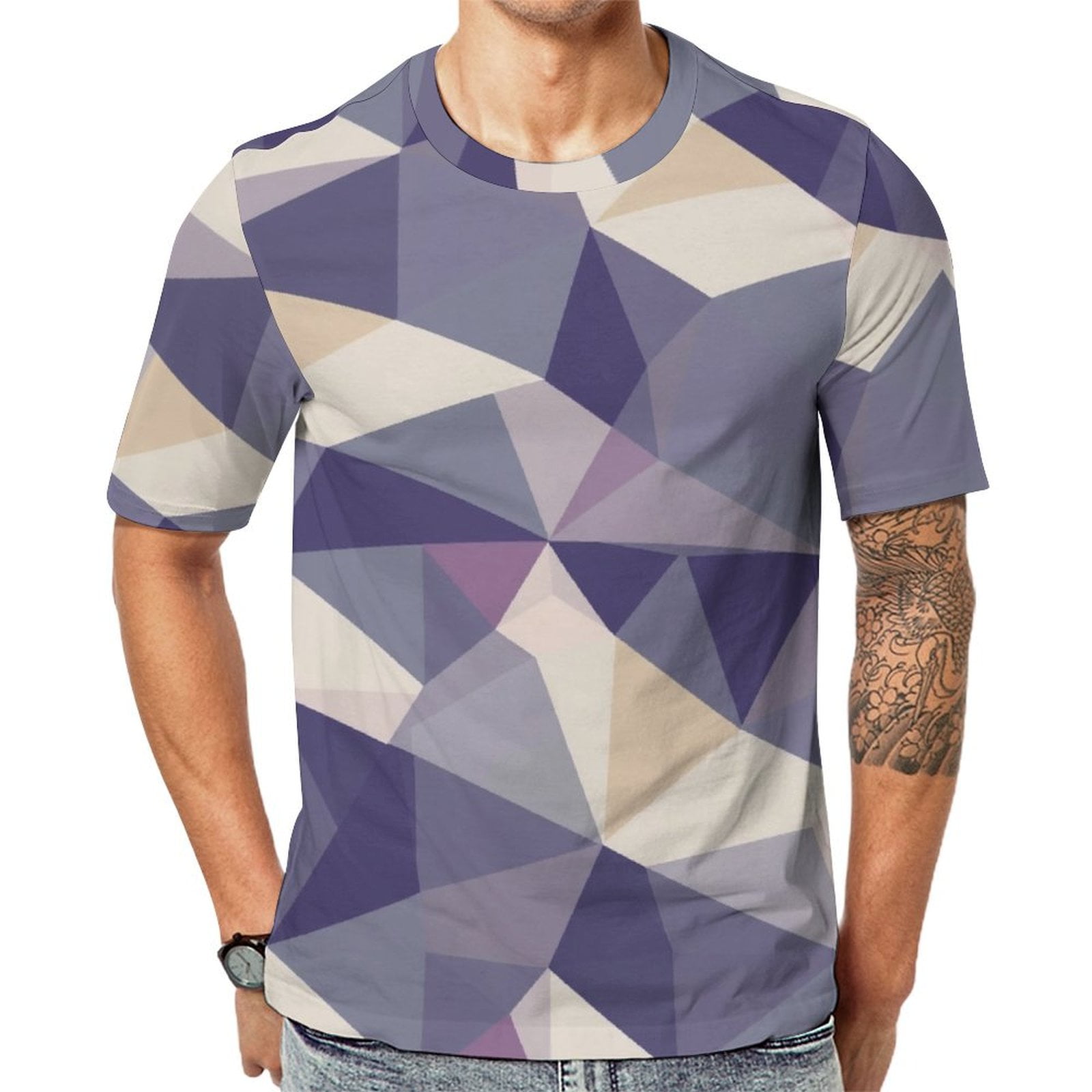 Abstract Geometric Pastel Polygon Pattern T-Shirt Man Fun Gym T Shirts ...