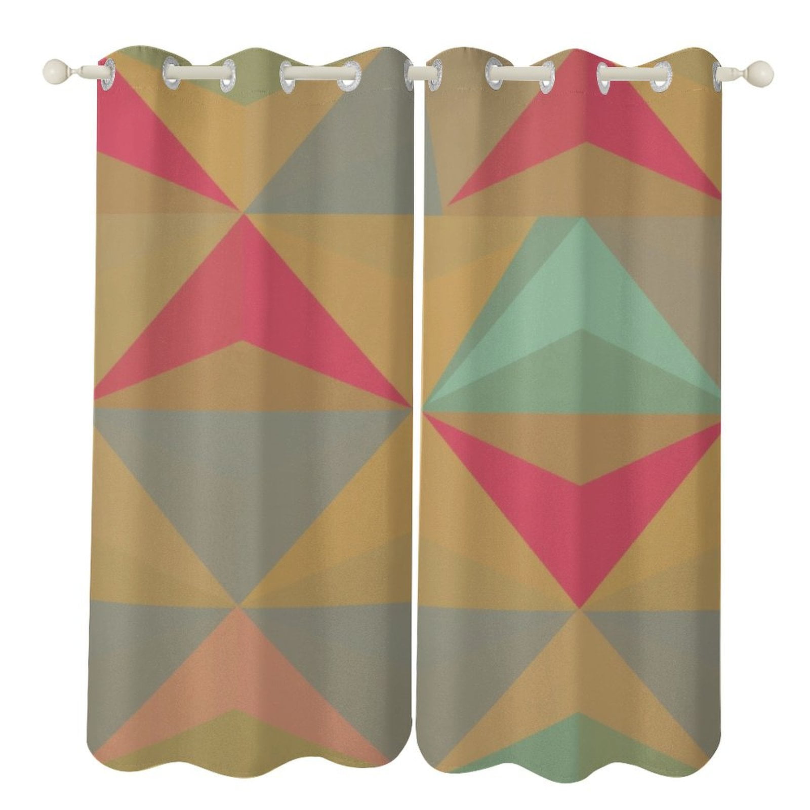 Abstract Geometric Pastel Triangle Pattern Curtain for Living Room ...
