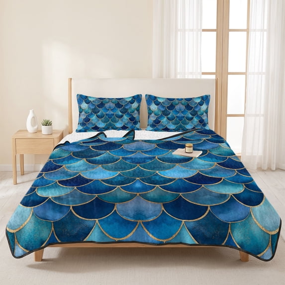 Abstract Geometric Patchwork 3 Pieces Quilt Set,1 Quilt with 2 Shams ...