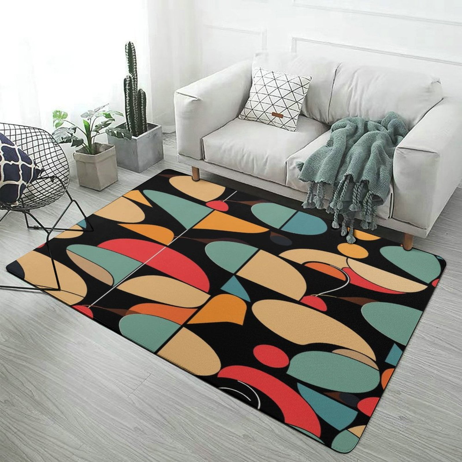 Abstract Geometric Pattern Carpet Area Rug Room Living Room Bedroom ...