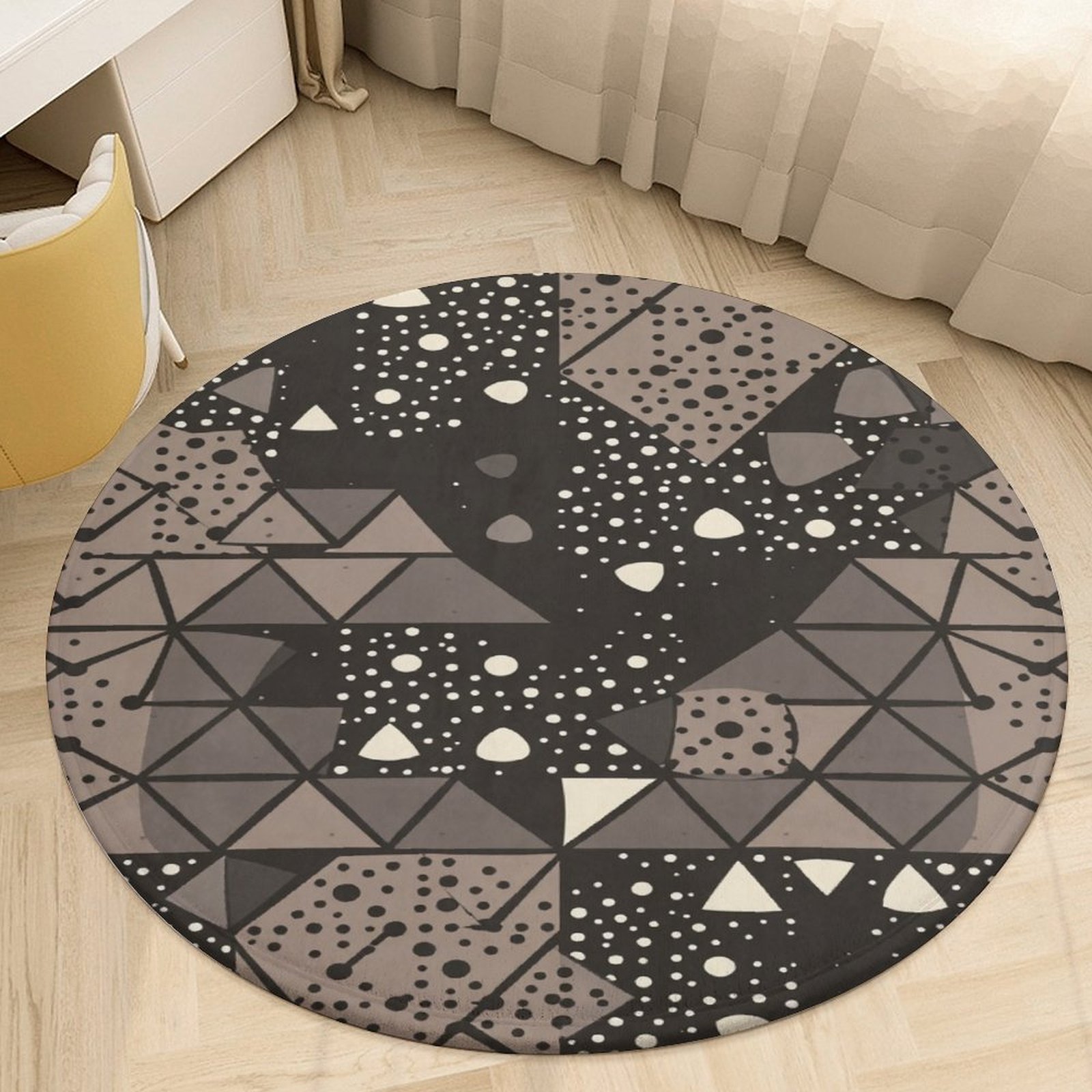 Abstract Geometric Pattern Round Carpet Circle Rug Outdoor Patio Area ...