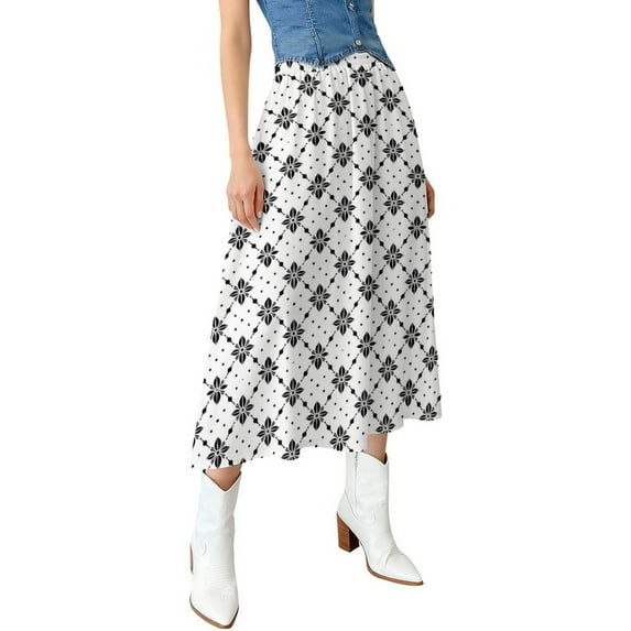 Abstract Geometric Pattern Women High Waist Midi Skirt Elegant Midi ...