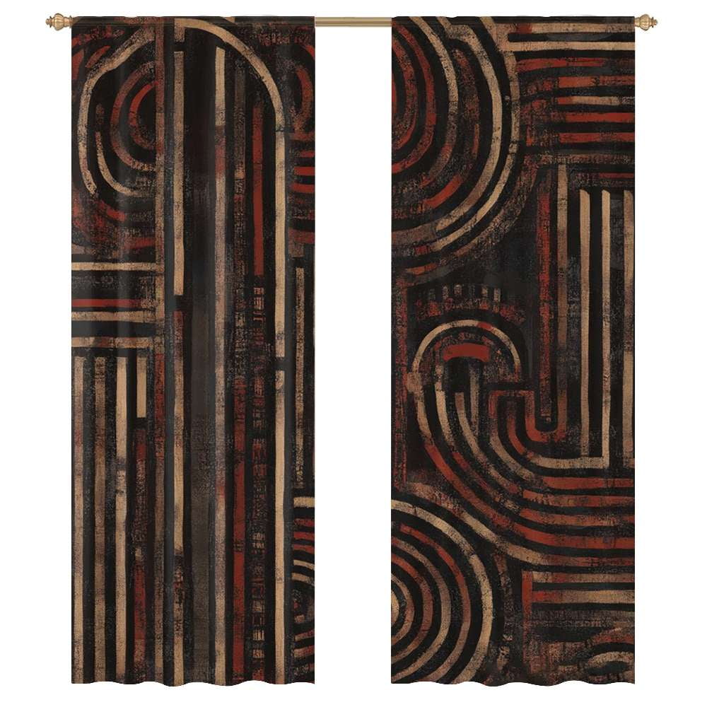 Abstract Geometric Patterned Design Sheer Voile Curtain Window Tulle ...