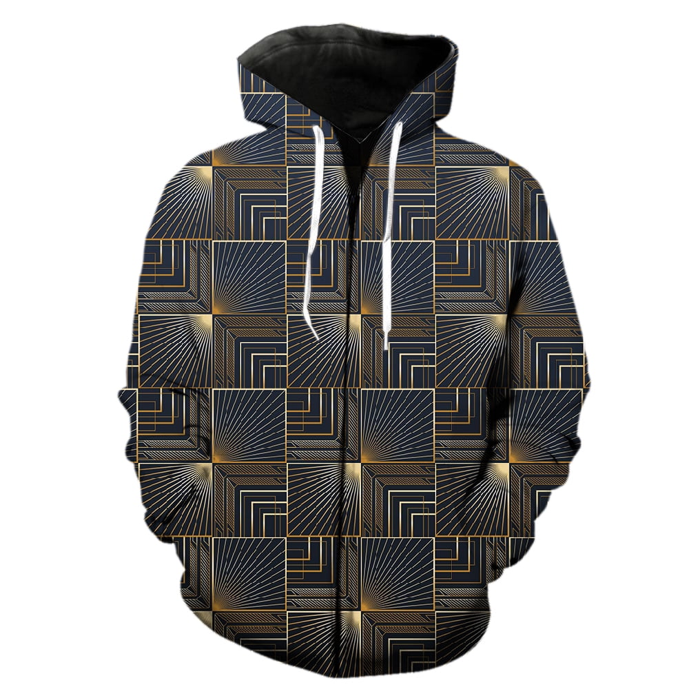 Abstract Geometric Patterns Men's Zipper Hoodie Funny Cool Fashion Long ...