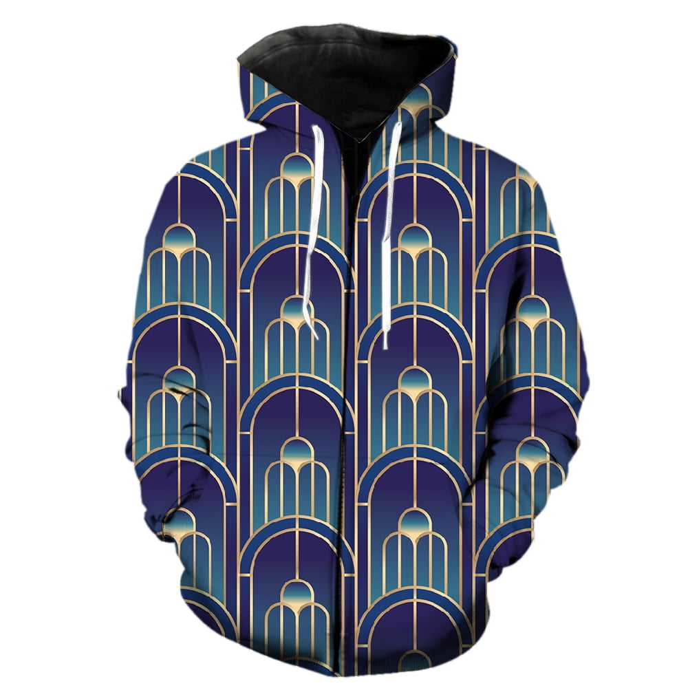 Abstract Geometric Patterns Men's Zipper Hoodie Funny Cool Fashion Long ...