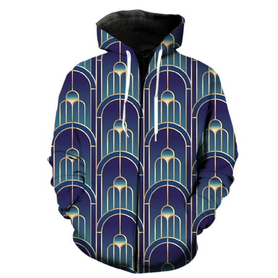 Abstract Geometric Patterns Men's Zipper Hoodie Funny Cool Fashion Long ...