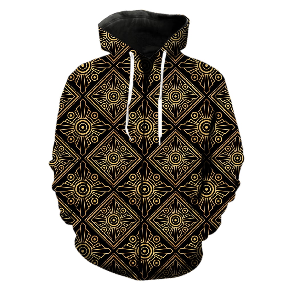 Abstract Geometric Patterns Men's Zipper Hoodie Oversized Harajuku Long ...