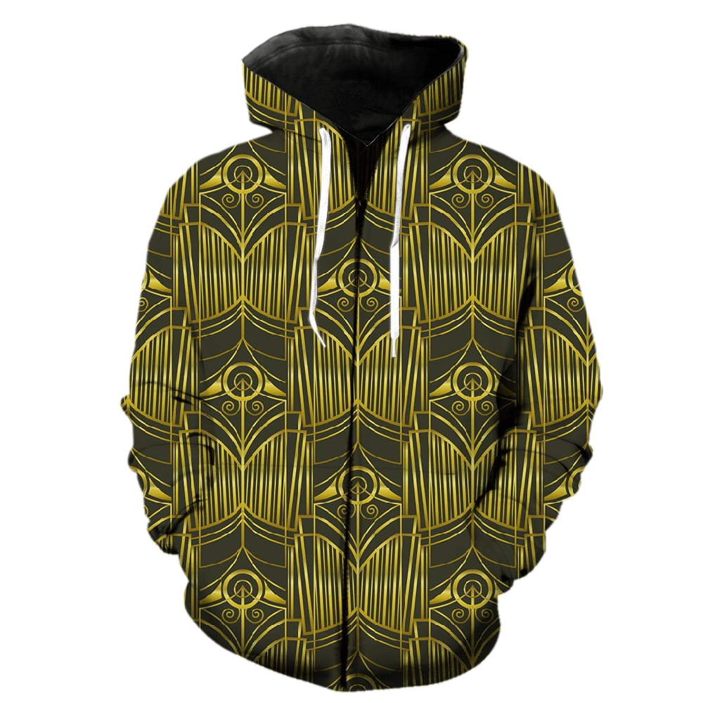 Abstract Geometric Patterns Men's Zipper Hoodie Oversized Harajuku Long ...