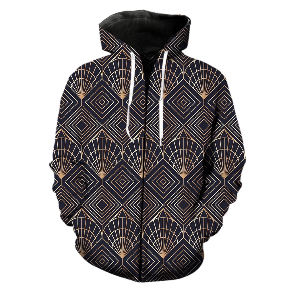 Abstract Geometric Patterns Men's Zipper Hoodie Sweatshirts Long Sleeve ...