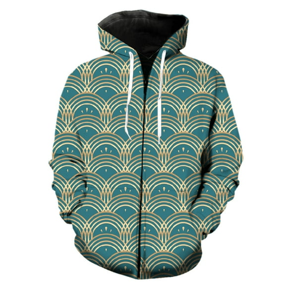 Abstract Geometric Patterns Men's Zipper Hoodie Sweatshirts Tops ...