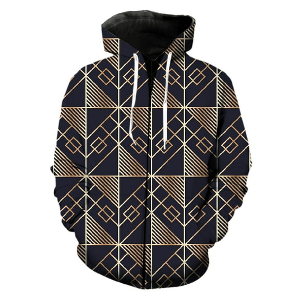 Abstract Geometric Patterns Men's Zipper Hoodie Sweatshirts Tops ...