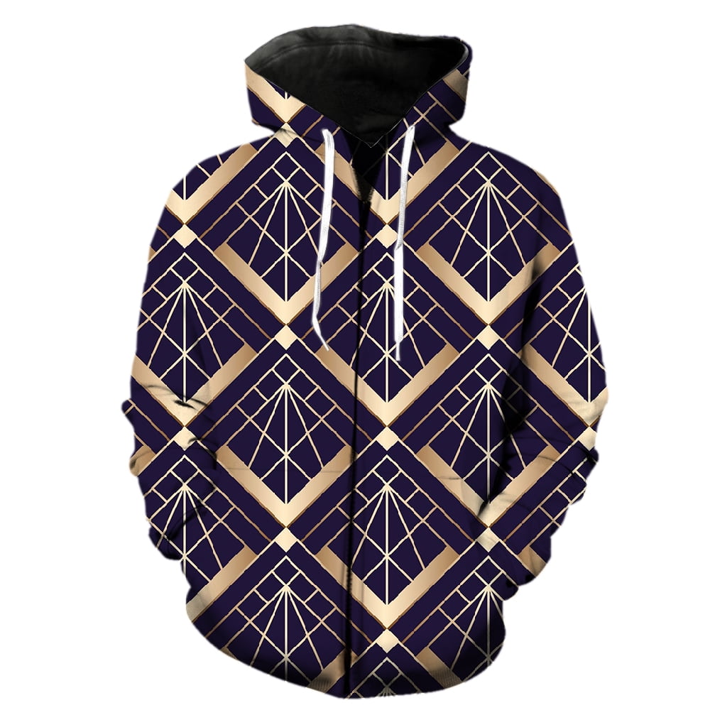 Abstract Geometric Patterns Men's Zipper Hoodie Tops Funny Harajuku ...