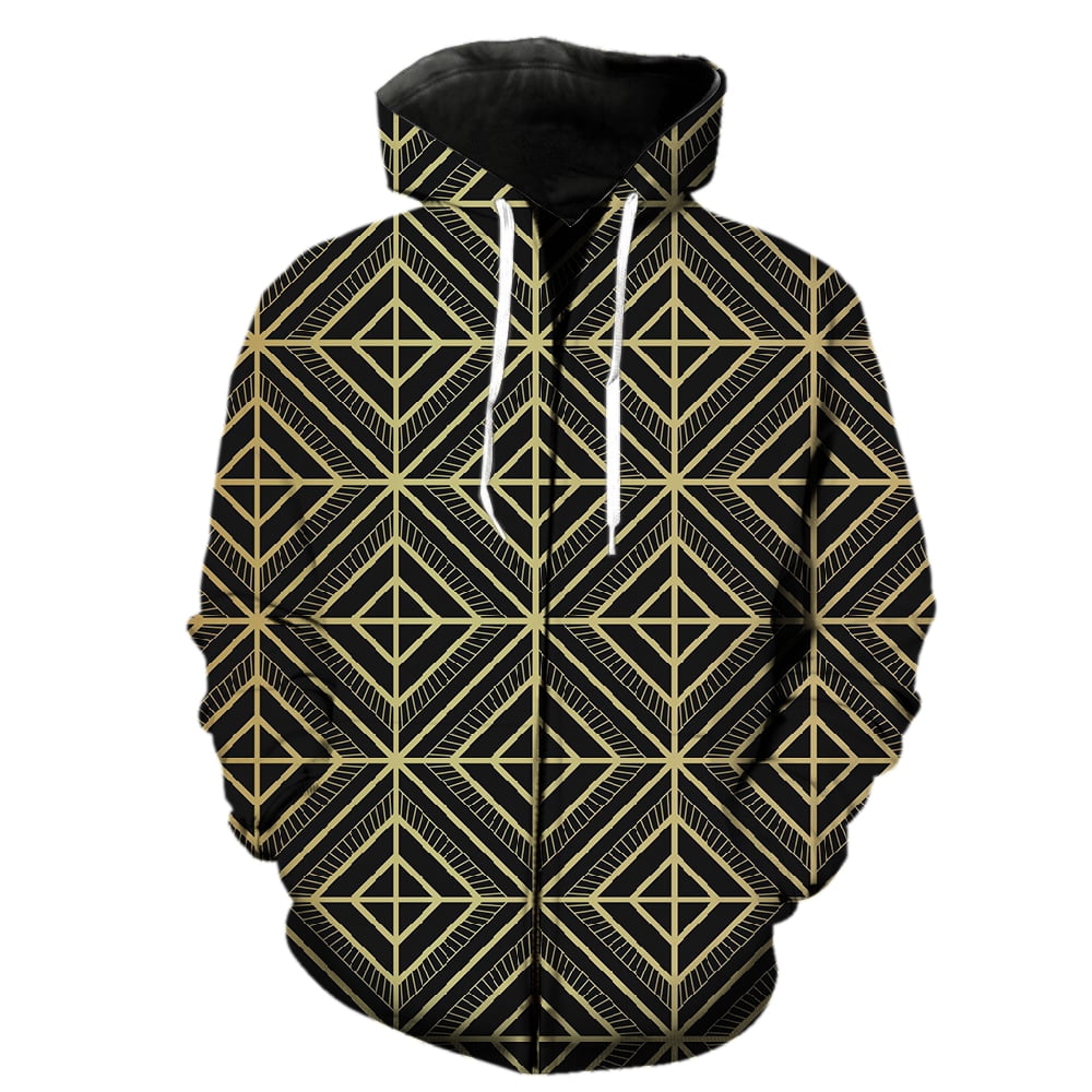 Abstract Geometric Patterns Men's Zipper Hoodie Tops Funny Harajuku ...