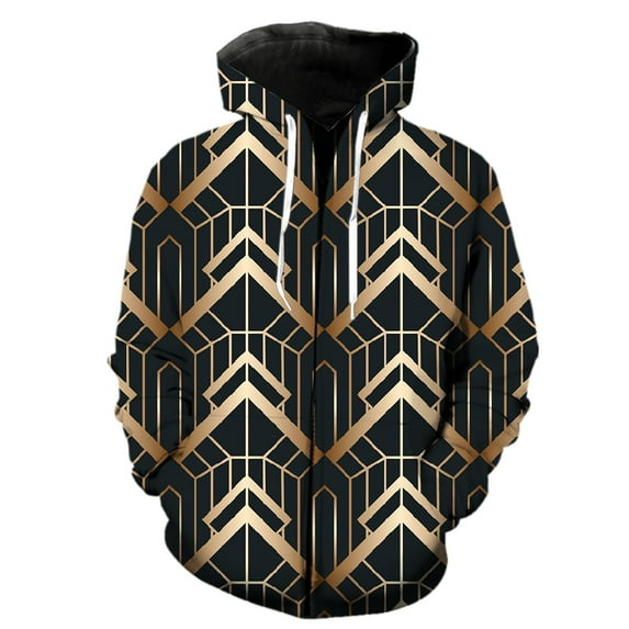 Abstract Geometric Patterns Men's Zipper Hoodie Tops Hip Hop Cool With ...
