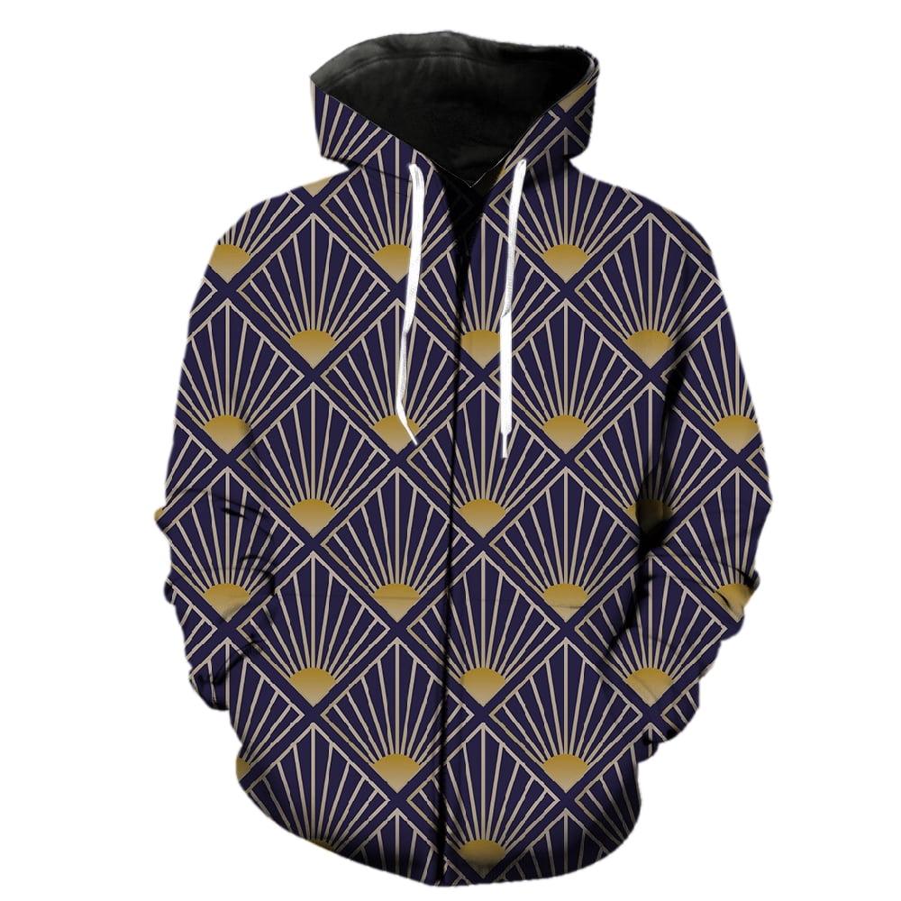 Abstract Geometric Patterns Men's Zipper Hoodie Tops Hip Hop Cool With ...