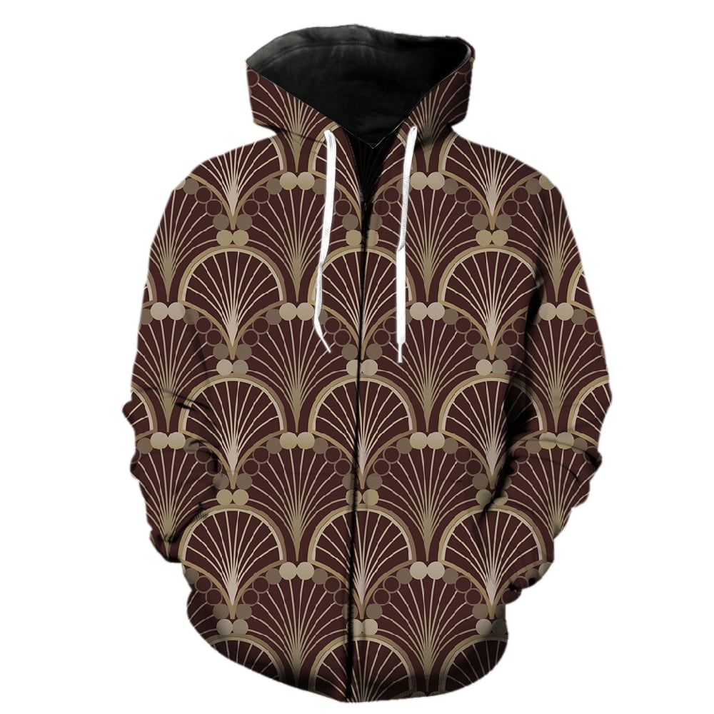 Abstract Geometric Patterns Men's Zipper Hoodie Tops Hip Hop Cool With ...