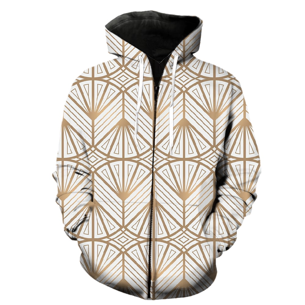 Abstract Geometric Patterns Men's Zipper Hoodie Tops Hip Hop Cool With ...