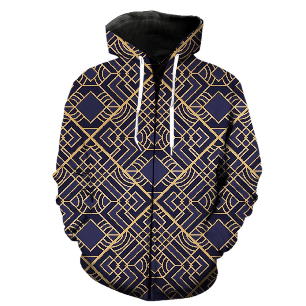 Abstract Geometric Patterns Men's Zipper Hoodie With Hood Jackets 3D ...