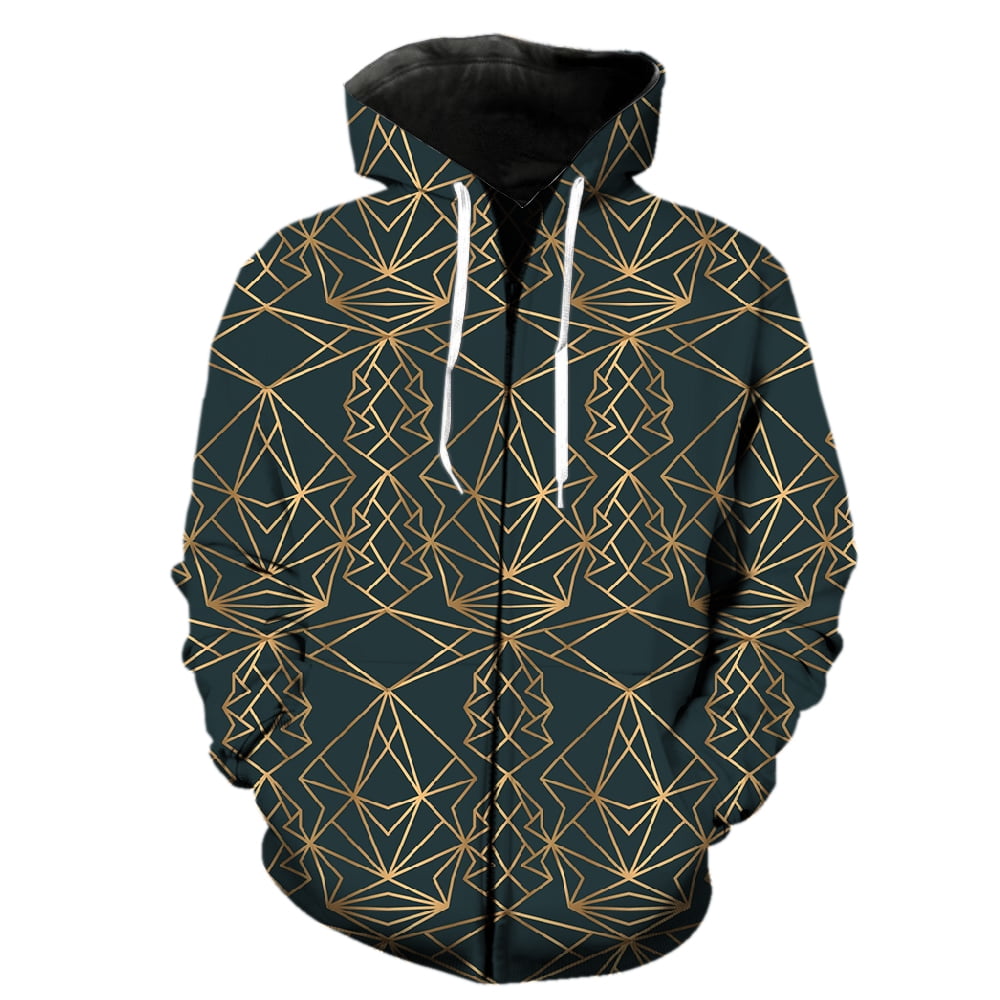 Abstract Geometric Patterns Men's Zipper Hoodies 3D Print Tops Harajuku ...