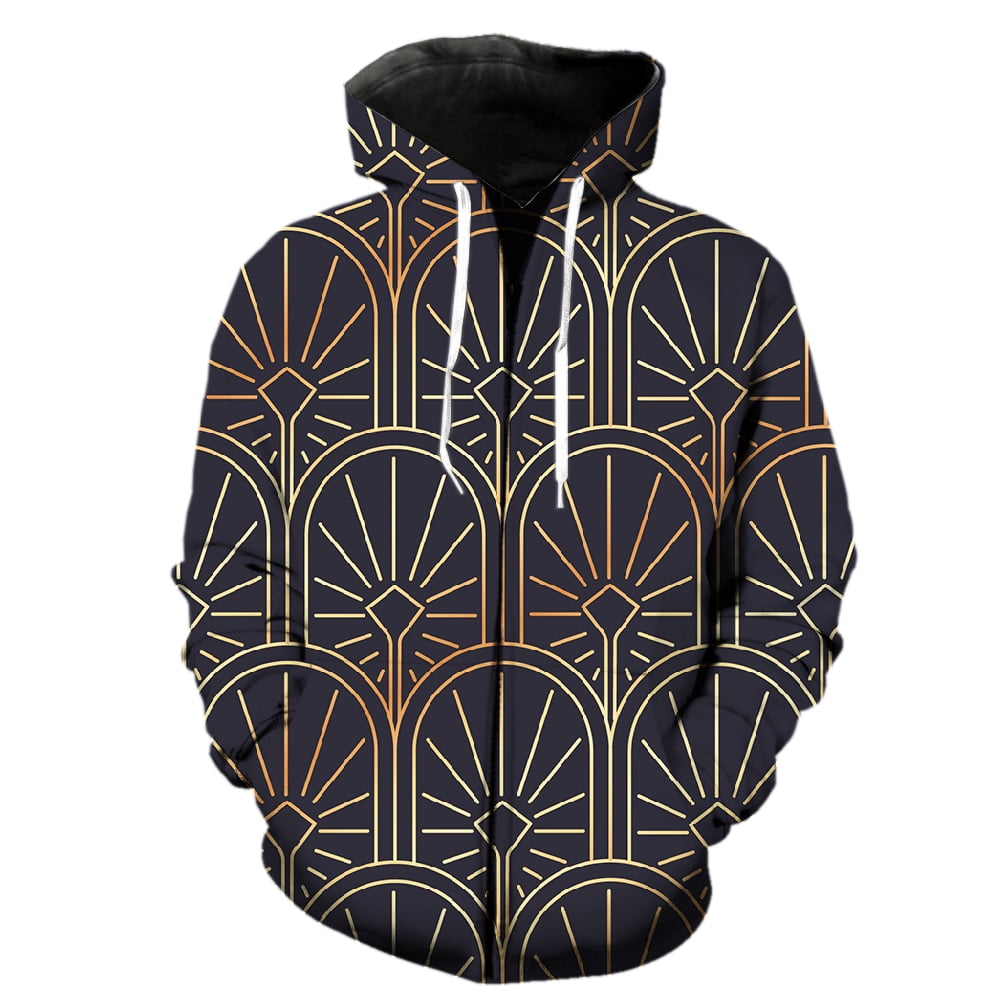 Abstract Geometric Patterns Men's Zipper Hoodies 3D Print Tops Harajuku ...