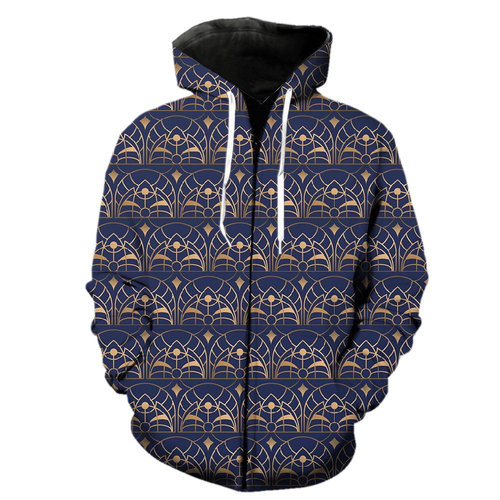 Abstract Geometric Patterns Men's Zipper Hoodies 3D Printed Oversized ...