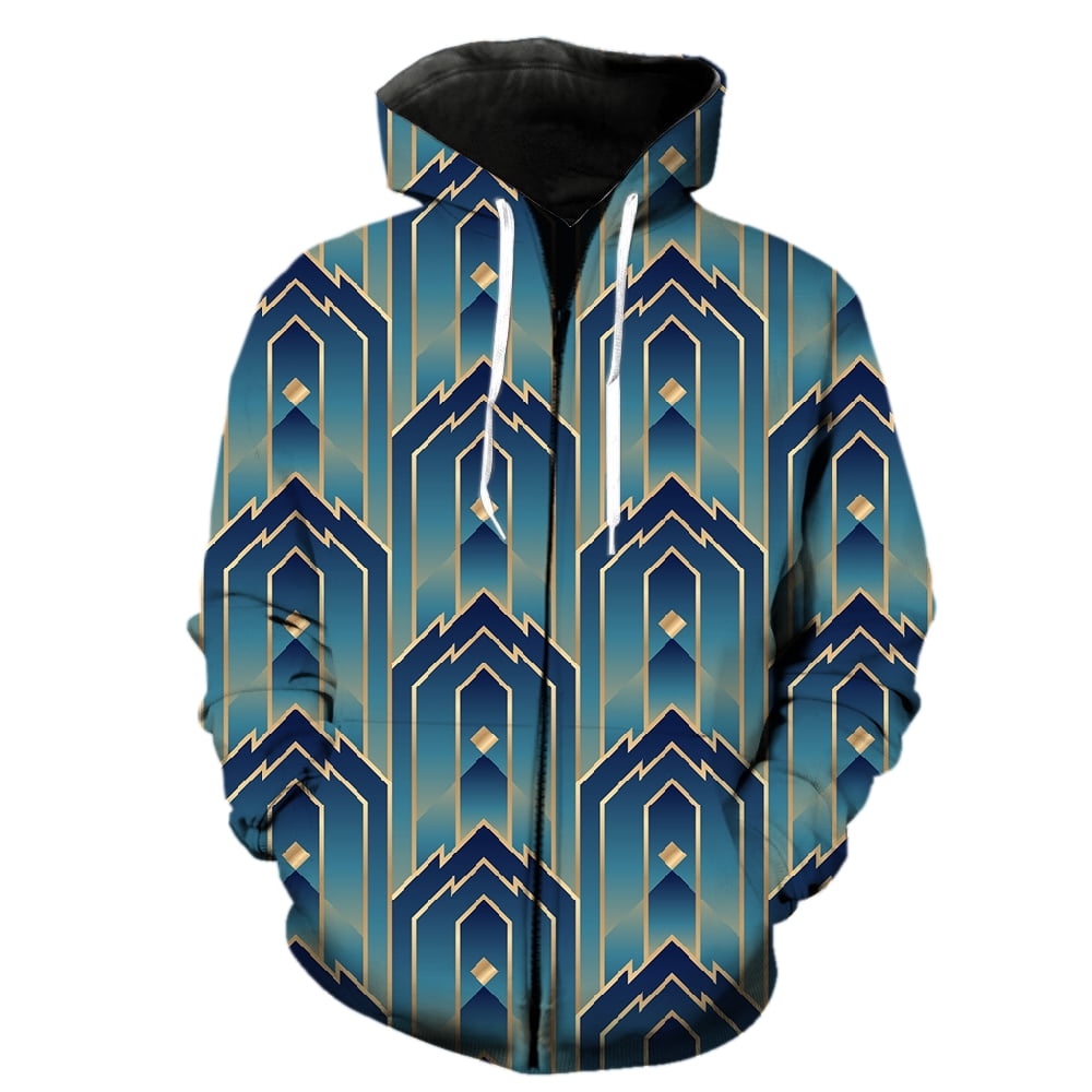Abstract Geometric Patterns Men's Zipper Hoodies Teens 3D Printed Cool ...