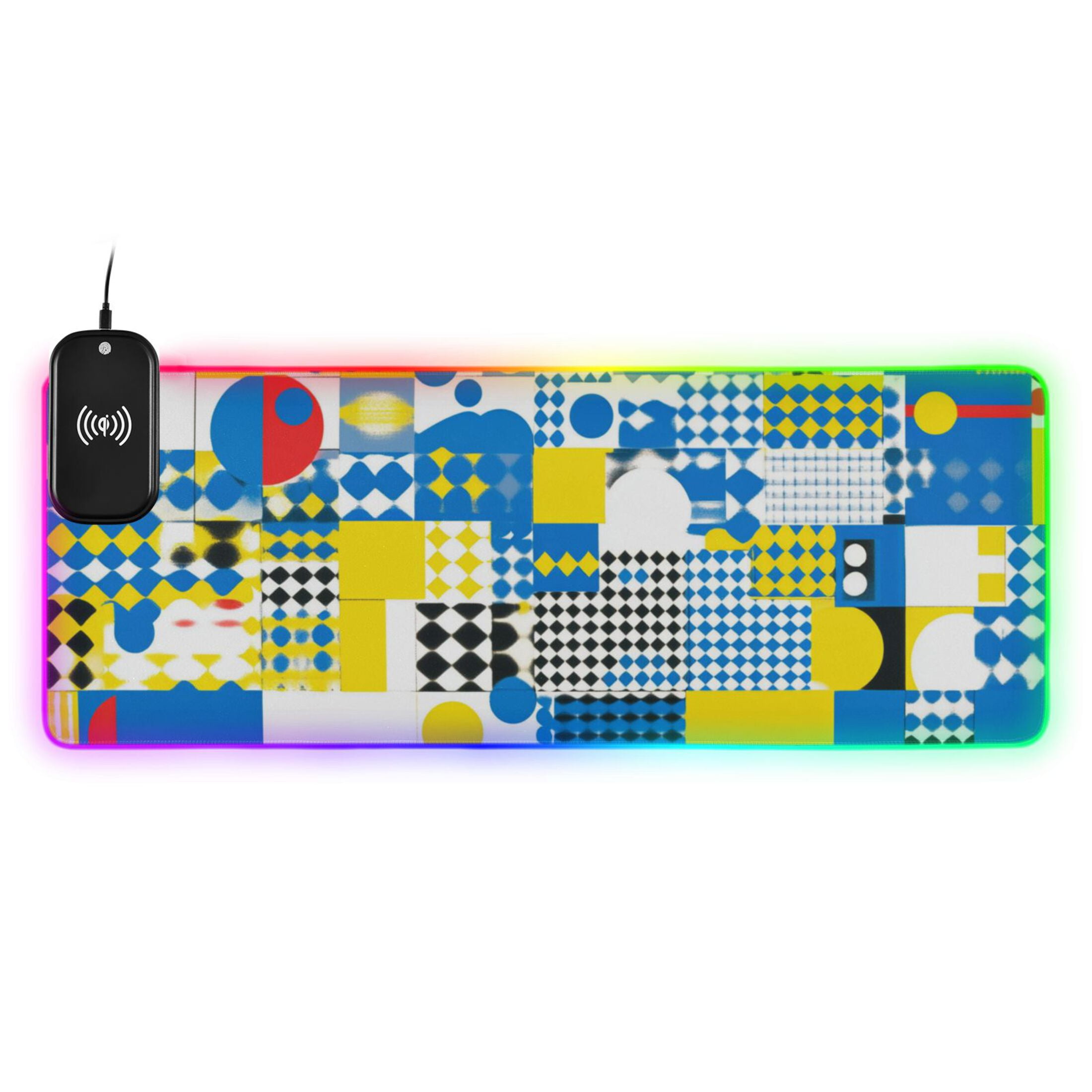 Abstract Geometric Patterns Wireless Charging RGB Gaming Mouse Pad ...