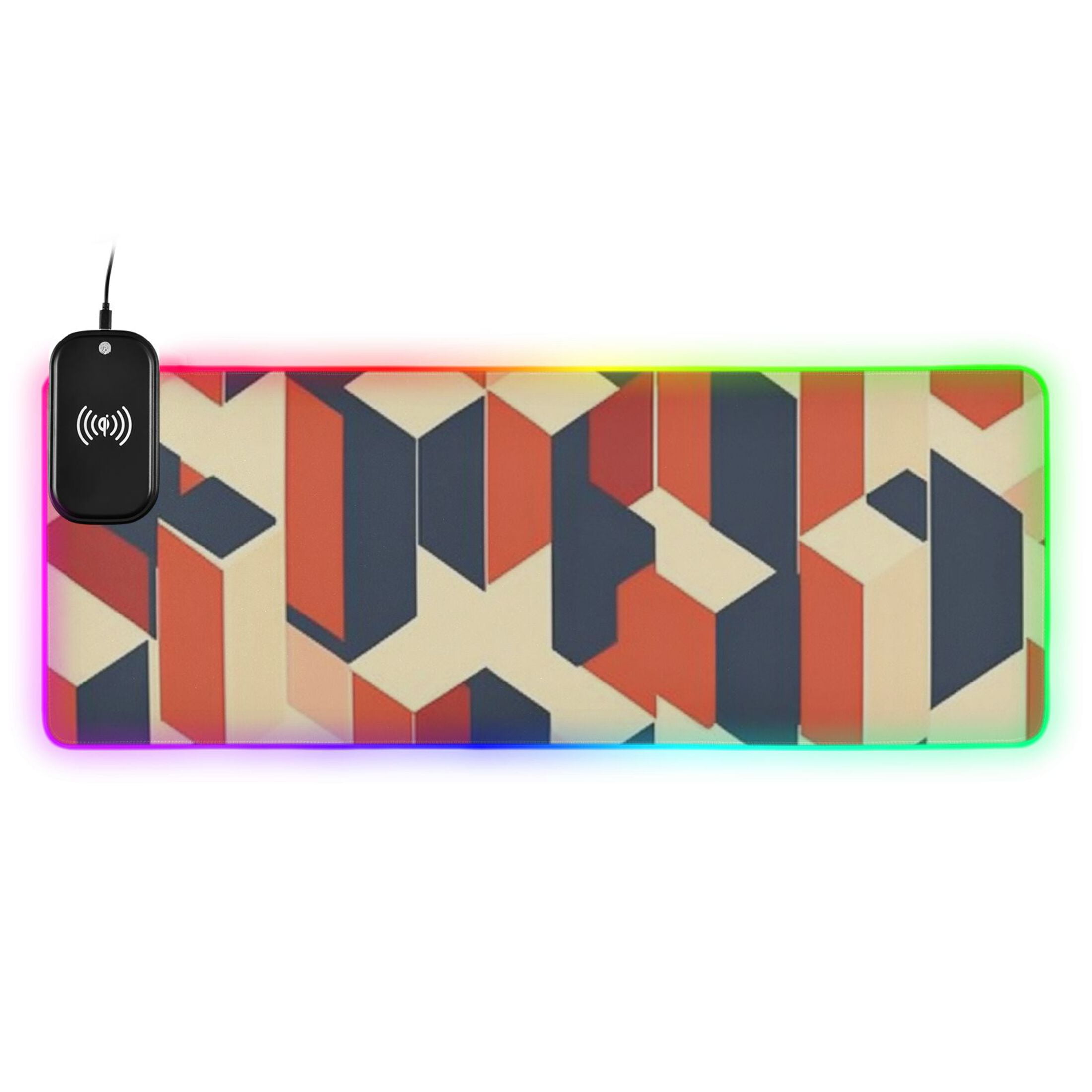 Abstract Geometric Patterns Wireless Charging RGB Gaming Mouse Pad ...