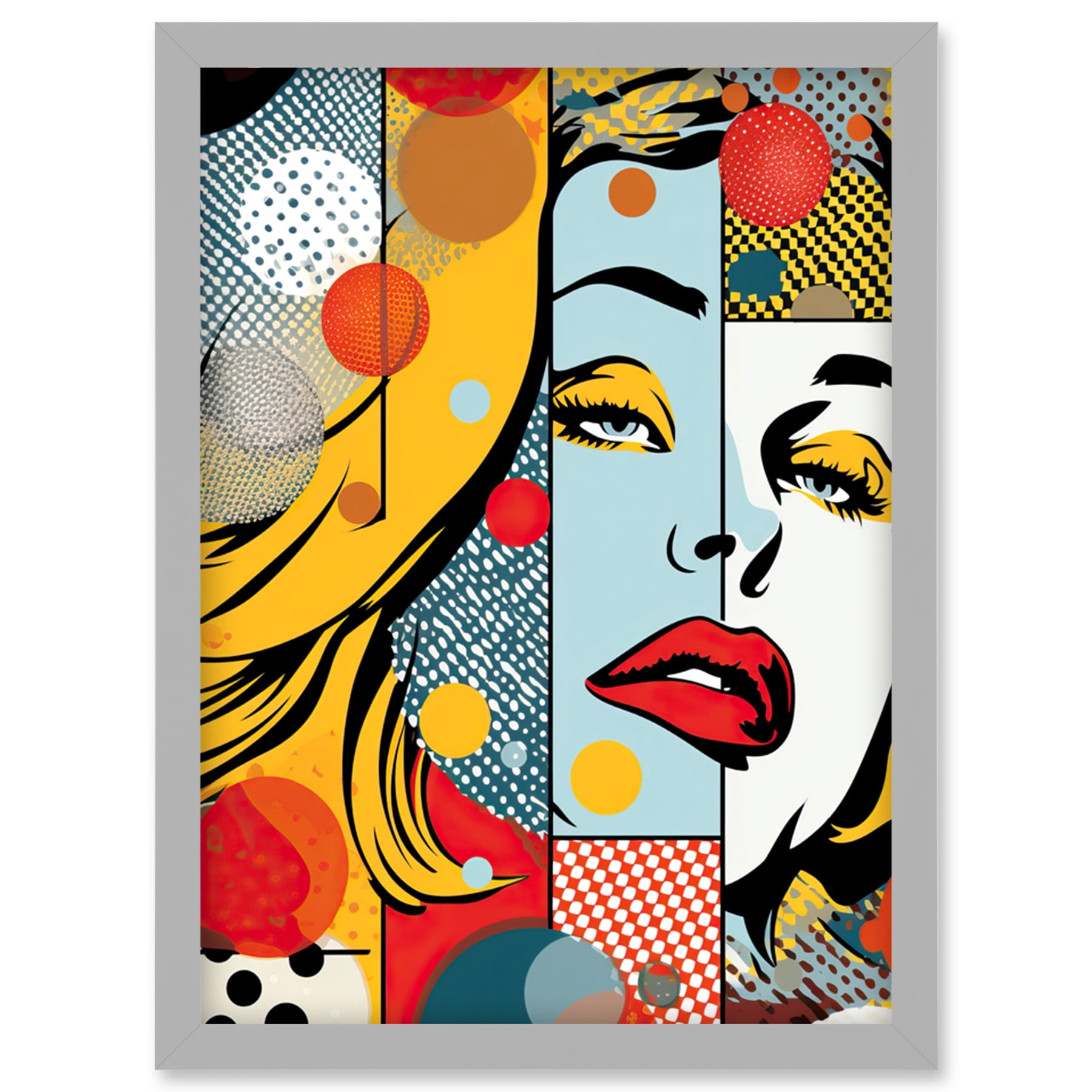 Abstract Geometric Patterns and Bubbles with Woman Face Comic Book ...